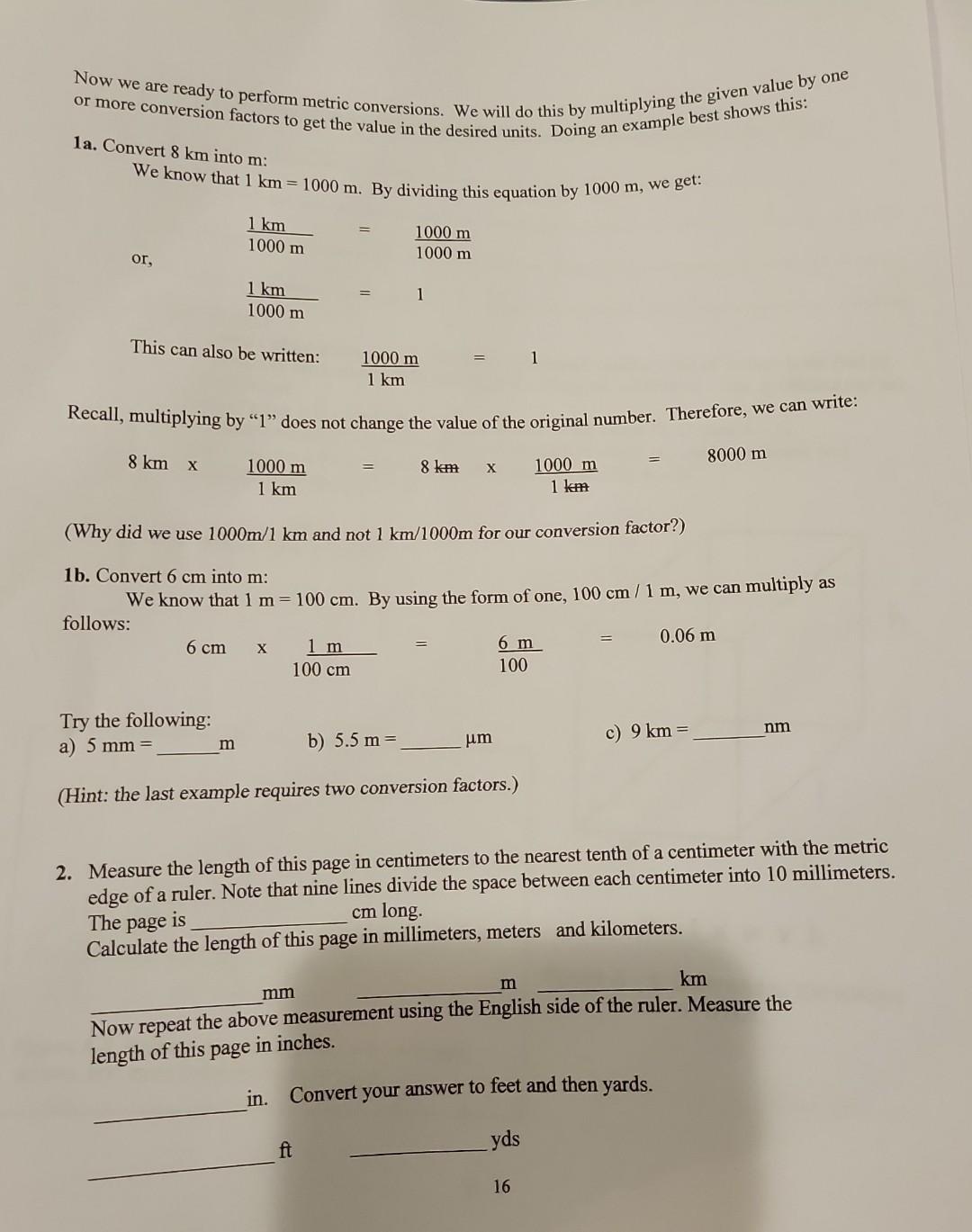 Solved Now we are ready to perform metric conversions. We | Chegg.com