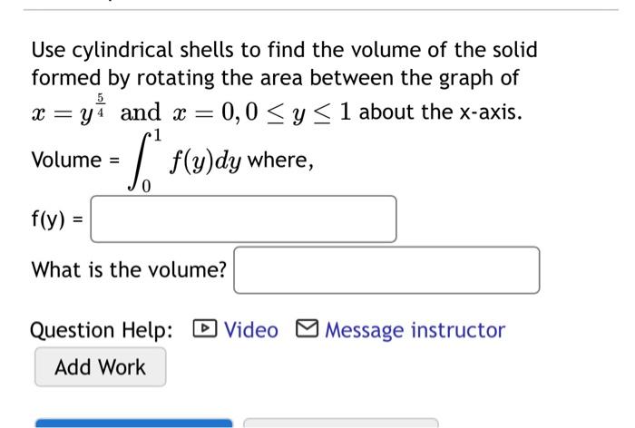 Solved Use cylindrical shells to find the volume of the | Chegg.com