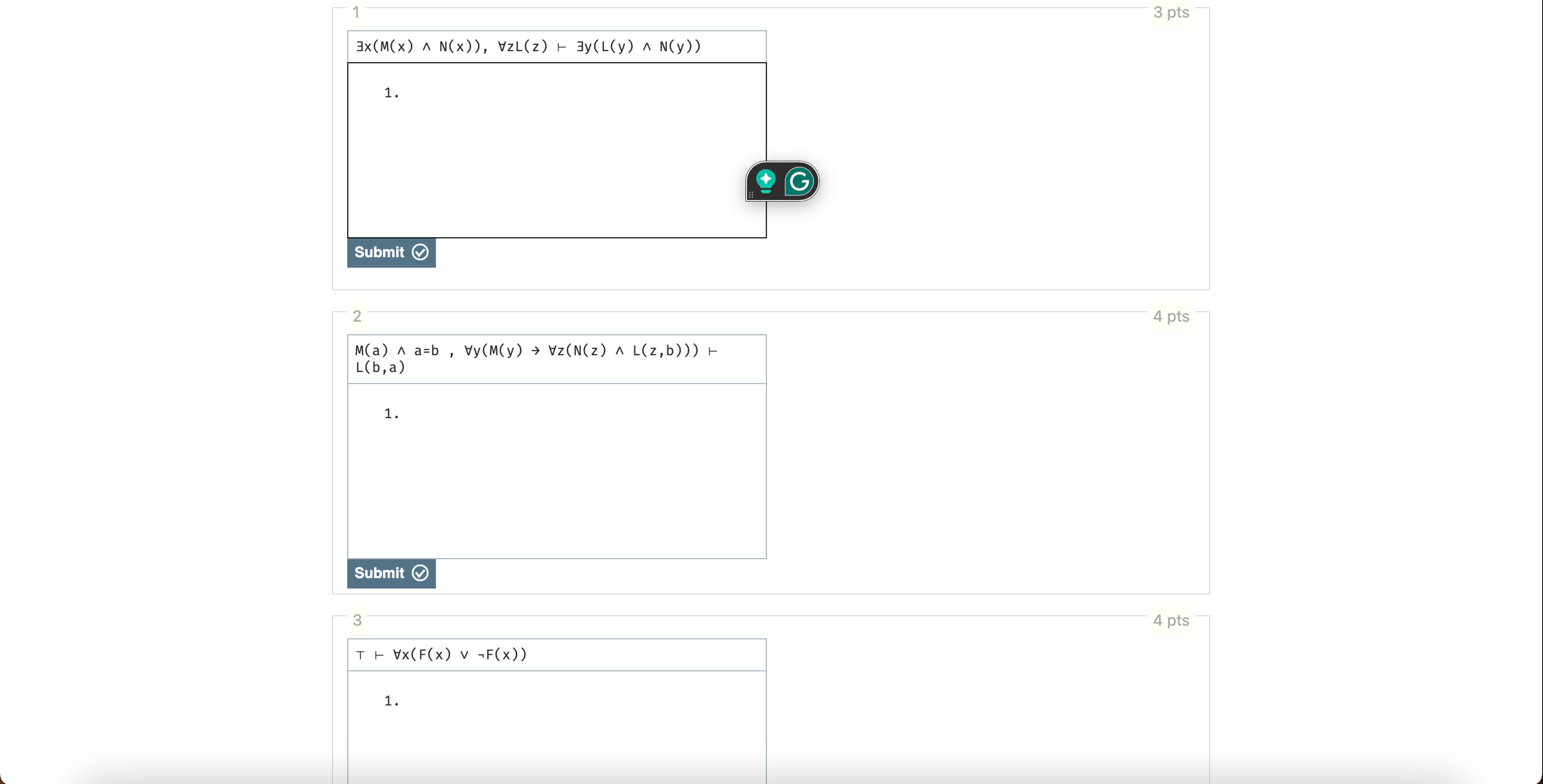 Please see the three attatched FOL symbolic logic | Chegg.com