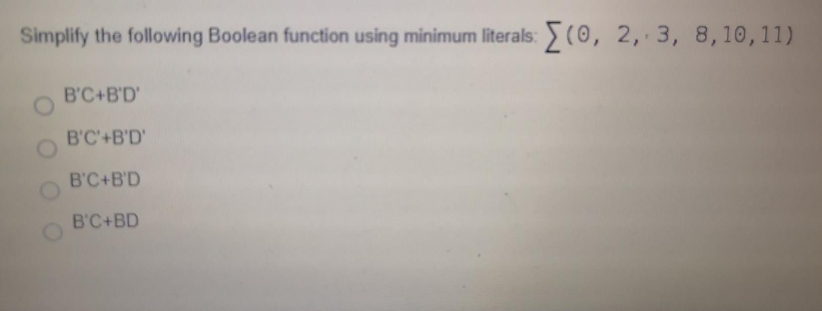 Solved Simplify The Following Boolean Function Using Minimum