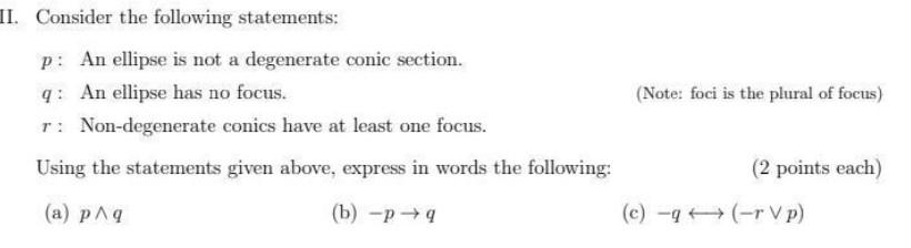 Solved Consider the following statements: p : An ellipse is | Chegg.com