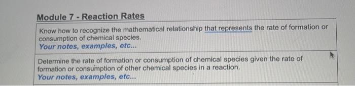 Solved Module 7 - Reaction Rates Know how to recognize the | Chegg.com