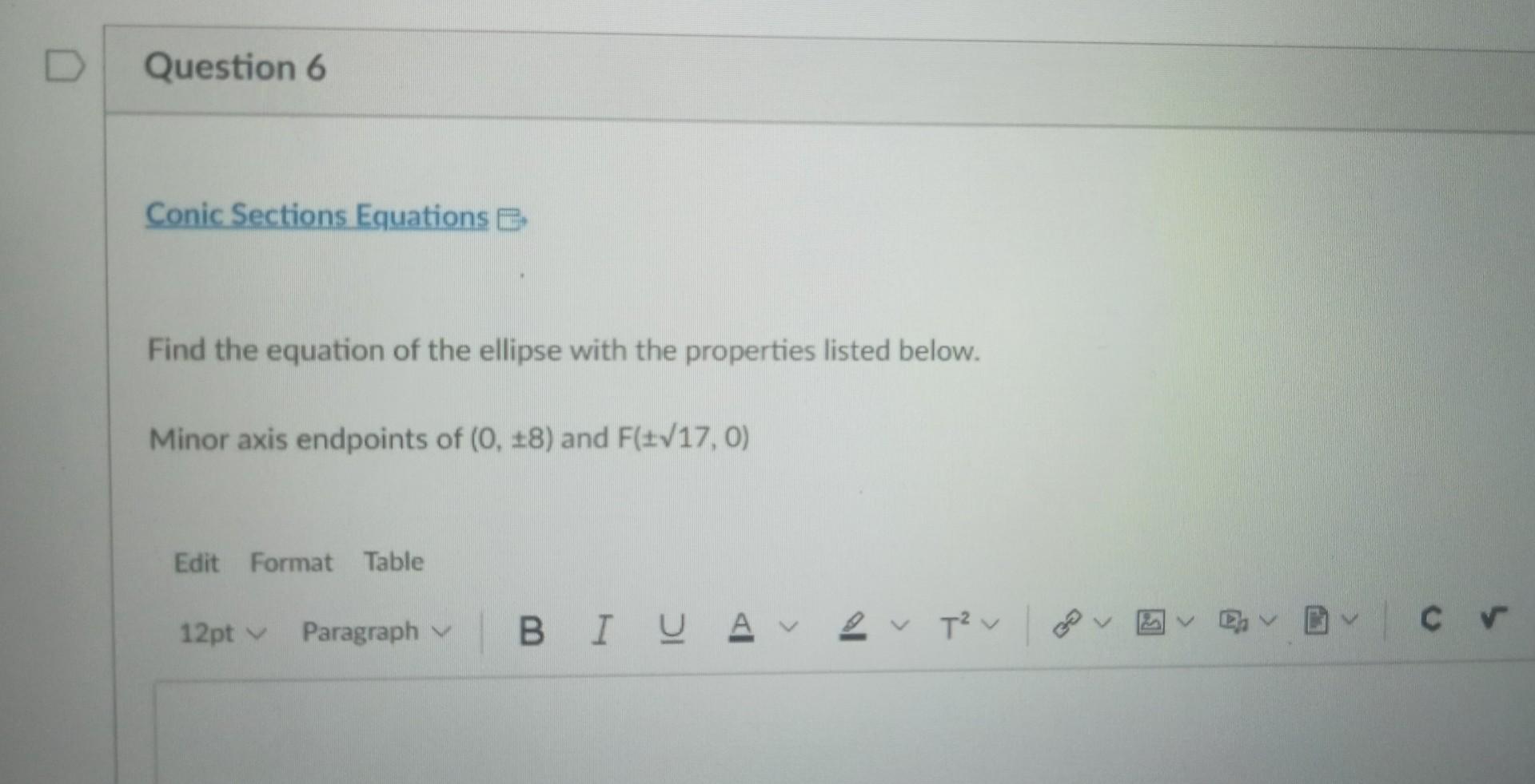 Solved Conic Sections Equations Ξ Find the equation of the | Chegg.com