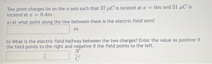 Solved Two point charges lie on the x-axis such that 37 μC | Chegg.com