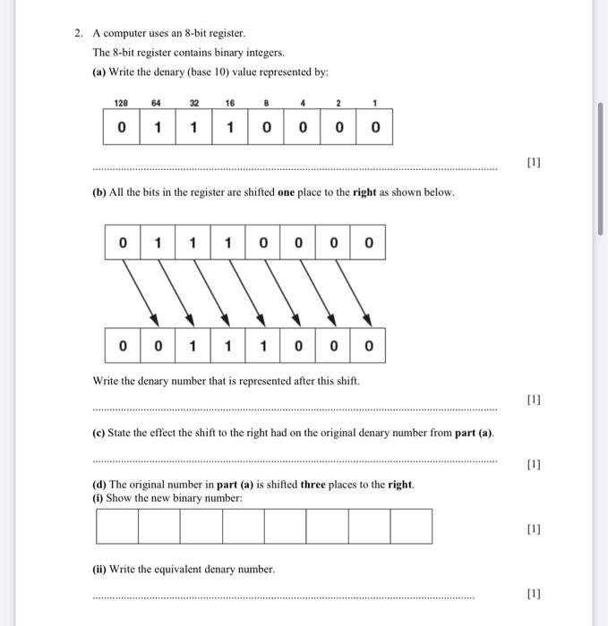 Solved 2. A computer uses an 8-bit register. The 8-bit | Chegg.com