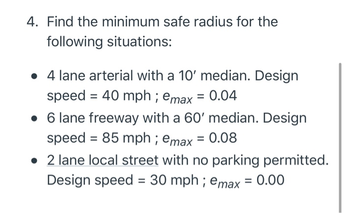 Solved 4. Find the minimum safe radius for the following | Chegg.com