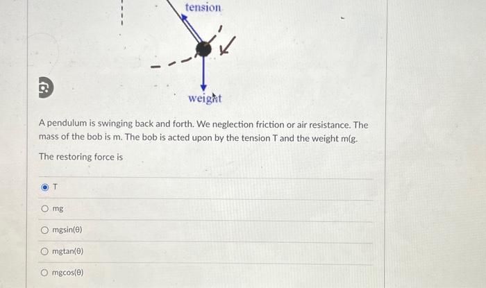 Solved C weight A pendulum is swinging back and forth. We | Chegg.com