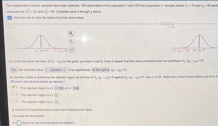 Solved Two independent random samples have been selected, | Chegg.com