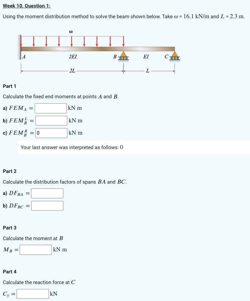 Solved Week 10, ﻿Question 1:Using the moment distribution | Chegg.com
