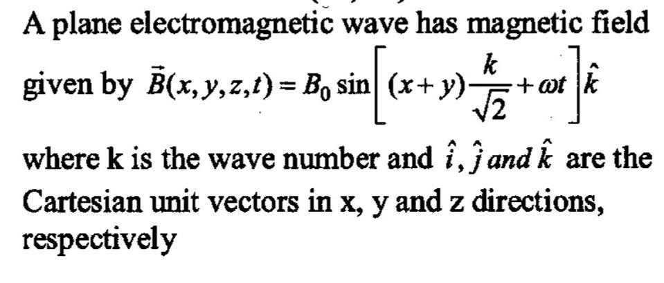 Solved A plane electromagnetic wave has magnetic | Chegg.com