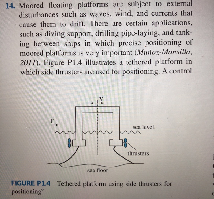 Solved 14. Moored floating platforms are subject to external | Chegg.com