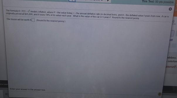 Solved This Test: 50 pts possible $ The formula RP1 Eny | Chegg.com