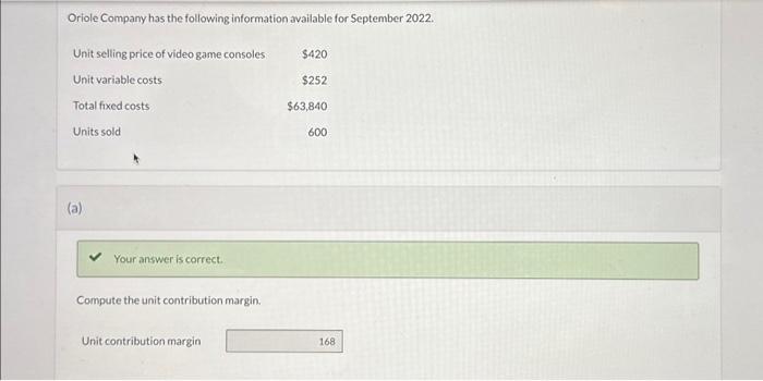 Solved Oriole Company has the following information | Chegg.com