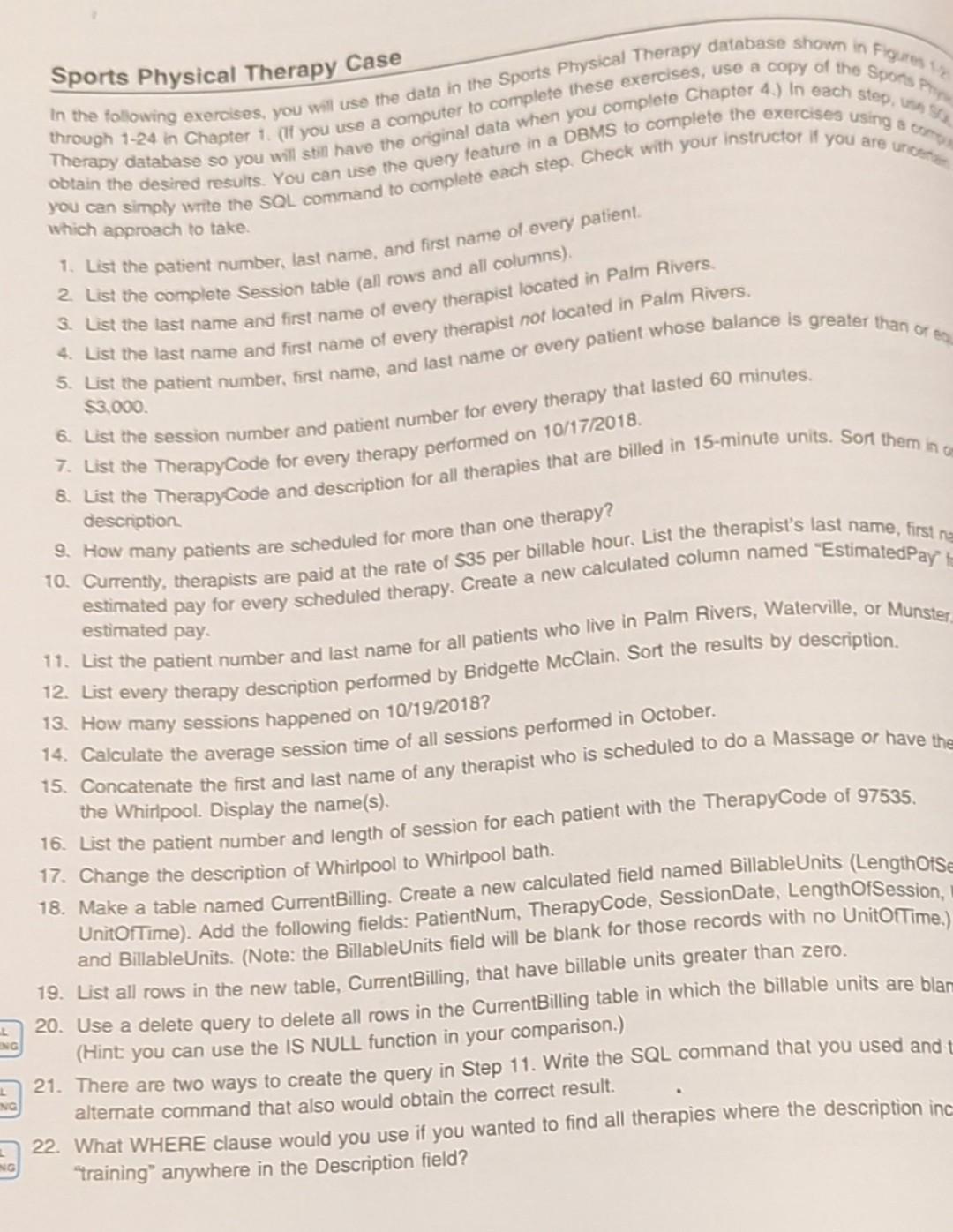 Solved Therapy database so you will stil have the orginal | Chegg.com