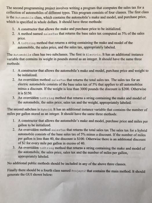 Solved The second programming project involves writing a | Chegg.com