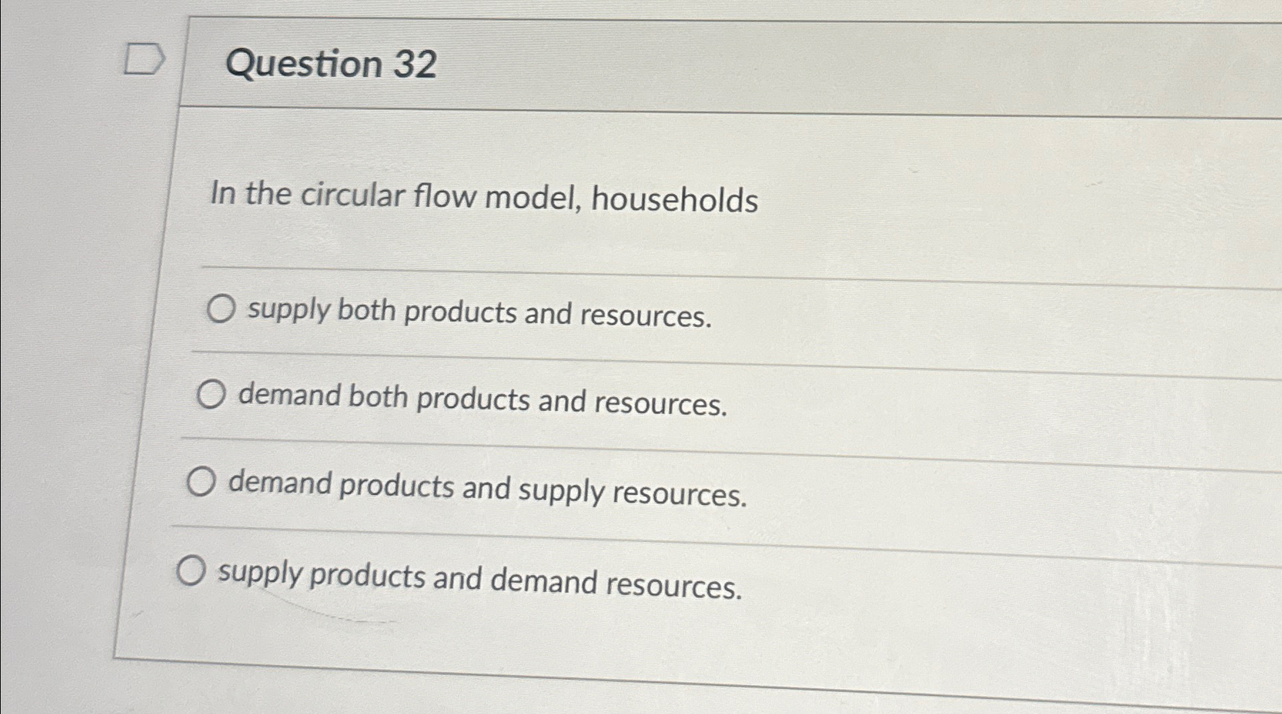 Solved Question 32In the circular flow model, | Chegg.com