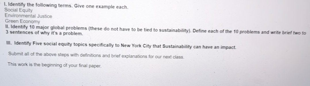 Solved I. Identify the following terms. Give one example | Chegg.com