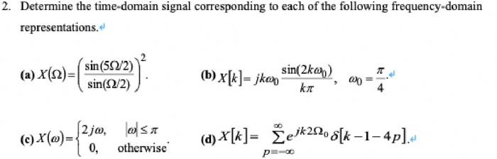 2. Determine the time-domain signal corresponding to | Chegg.com