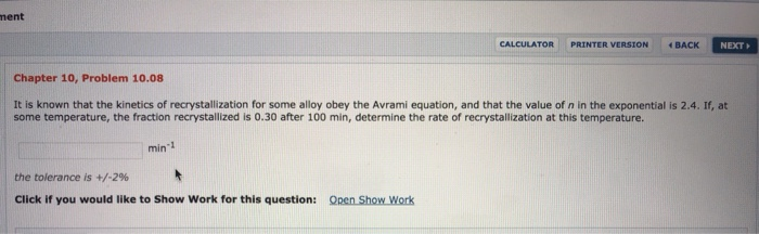 Solved ment CALCULATOR CALCULATOR PRINTER VERSION PRINTER | Chegg.com