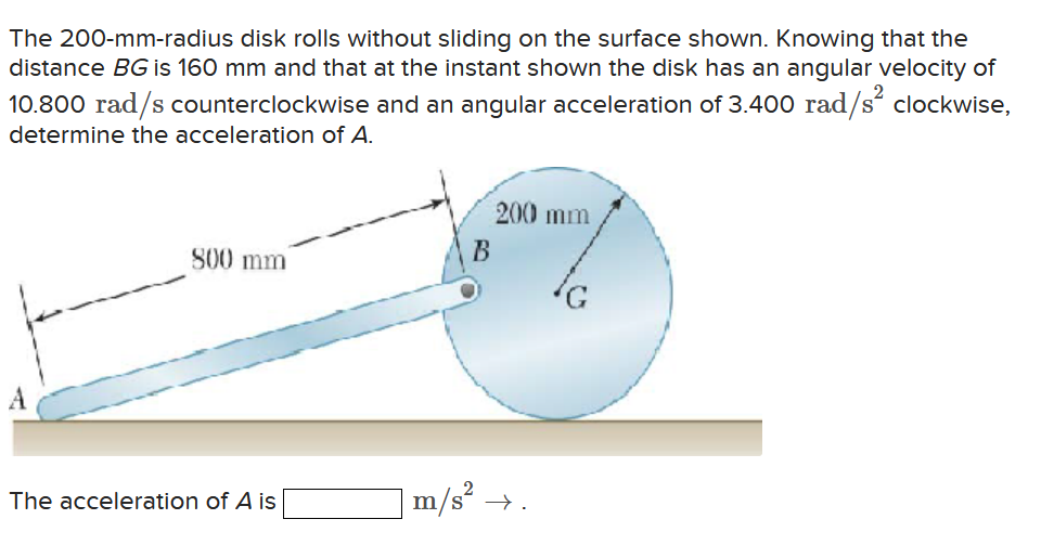 Solved by an EXPERT The 200-mm-radius disk rolls without sliding on the | Chegg.com