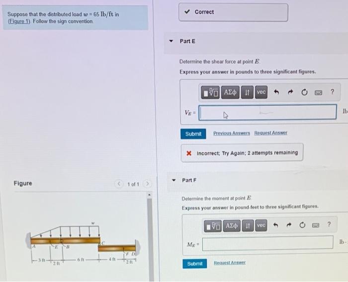 Solved Suppose that the distributed load w=65lb/ft in | Chegg.com