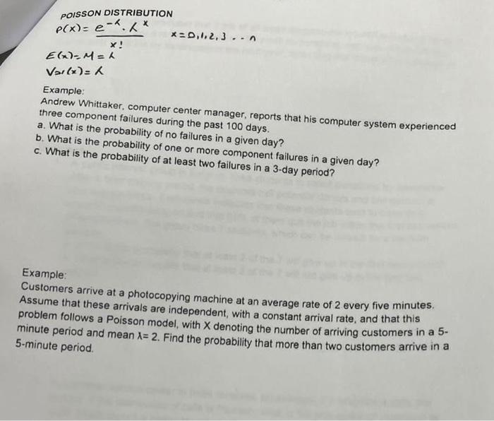 Solved POISSON DISTRIBUTION | Chegg.com