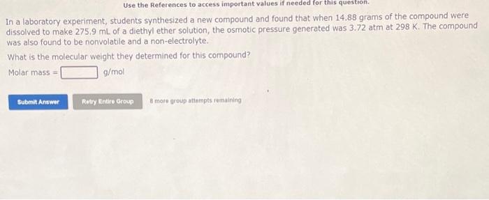 Solved In a laboratory experiment, students synthesized a | Chegg.com