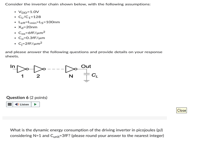 Solved Consider the inverter chain shown below, with the | Chegg.com