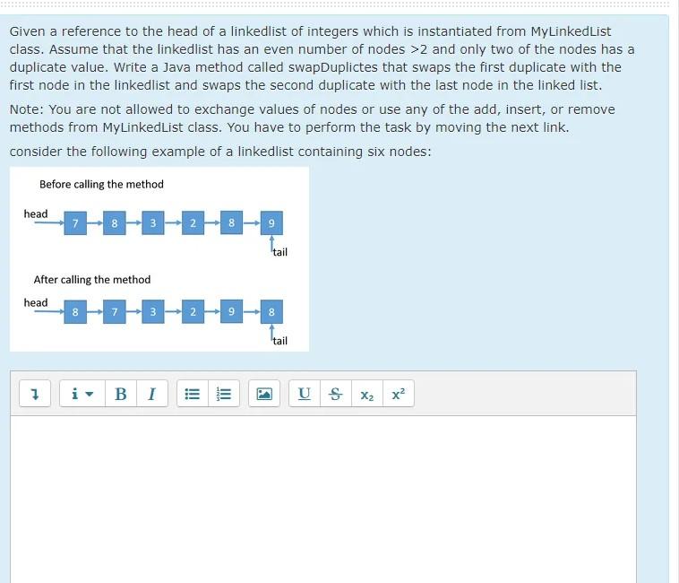Solved Given a reference to the head of a linkedlist of | Chegg.com