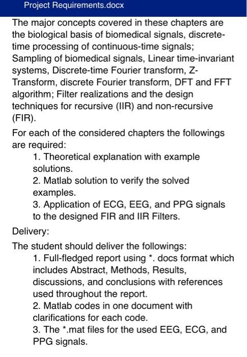 Solved Biomedical DSP Course Activity At the end of the | Chegg.com