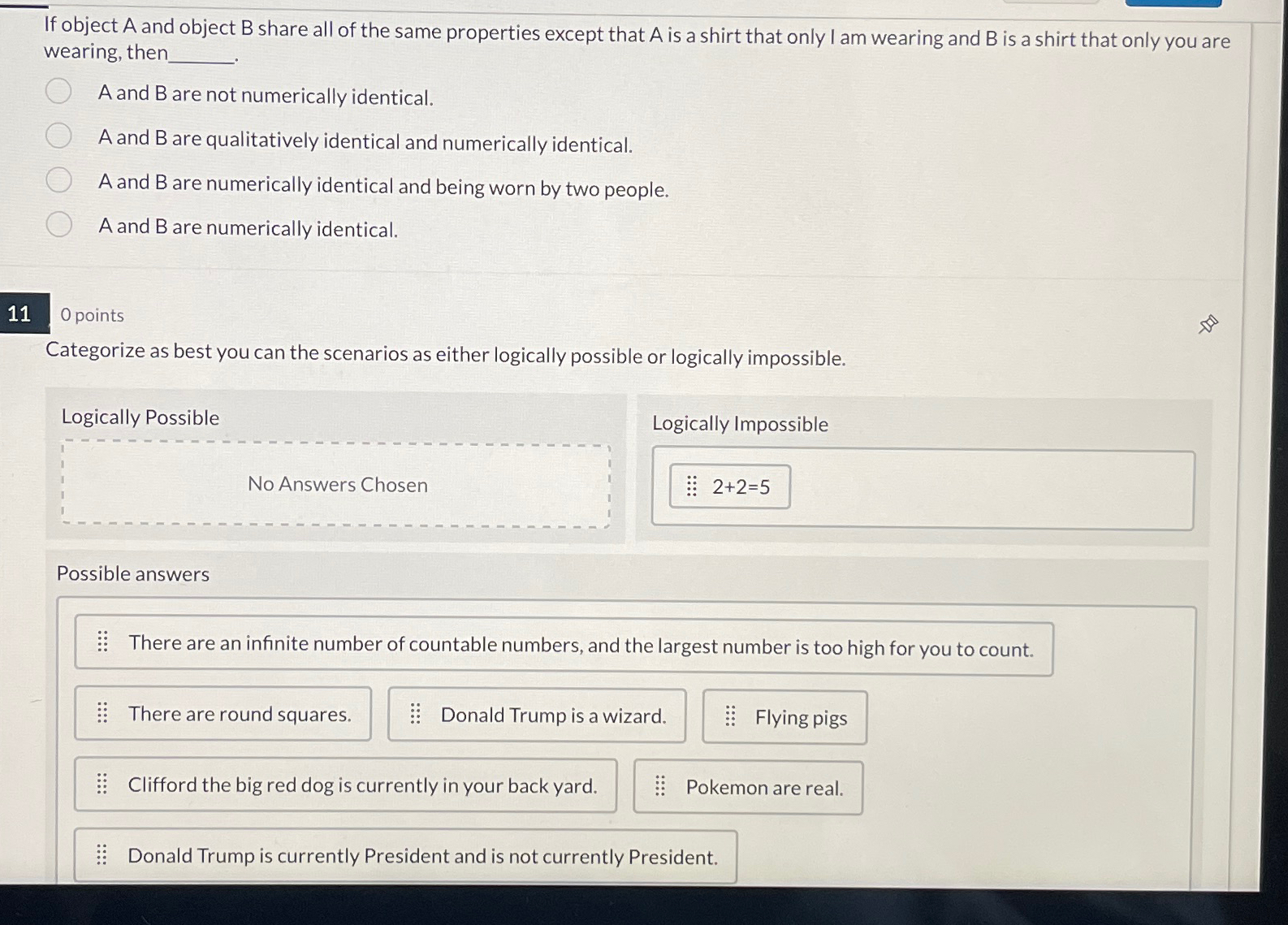 Solved If object A and object B ﻿share all of the same | Chegg.com