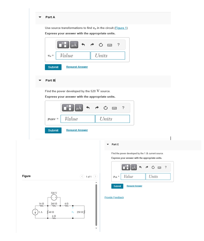 Solved FigurePart cFind the power developed by the 1A | Chegg.com
