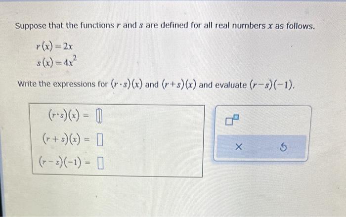 Solved Suppose that the functions r and s are defined for | Chegg.com