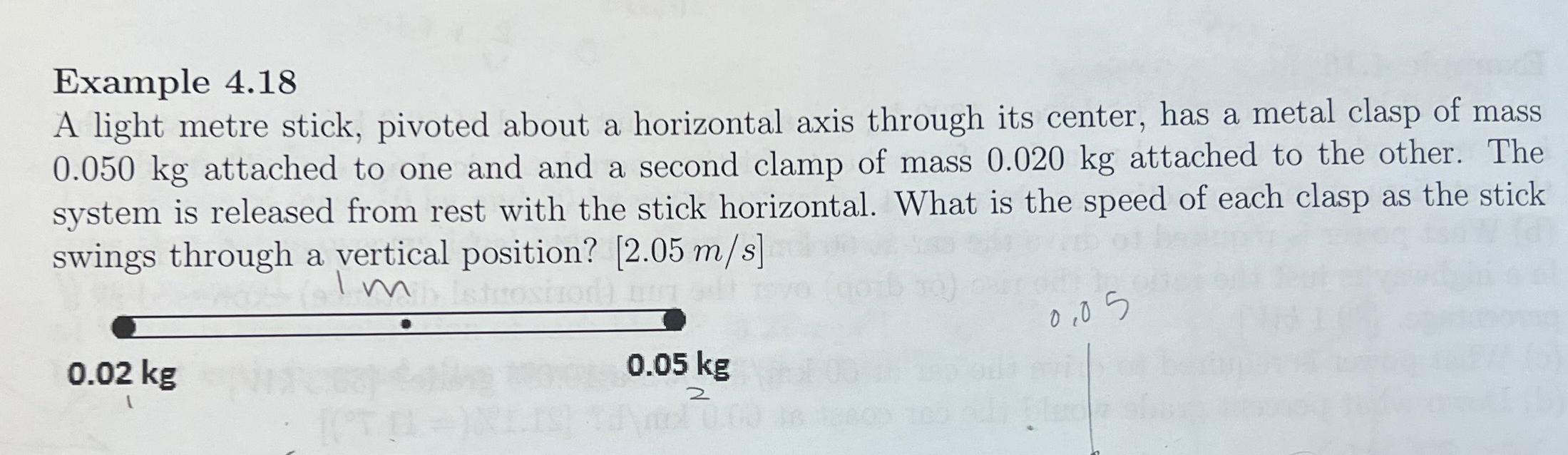 Solved Example 4.18A light metre stick, pivoted about a | Chegg.com