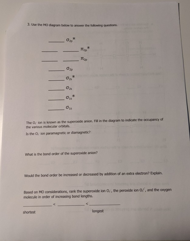 Solved 3. Use the MO diagram below to answer the following | Chegg.com