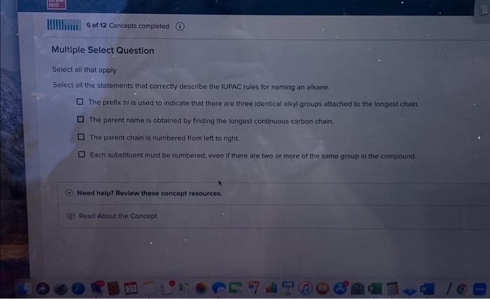 Solved Hill 6 of 12 Concepts completed i Multiple Select | Chegg.com
