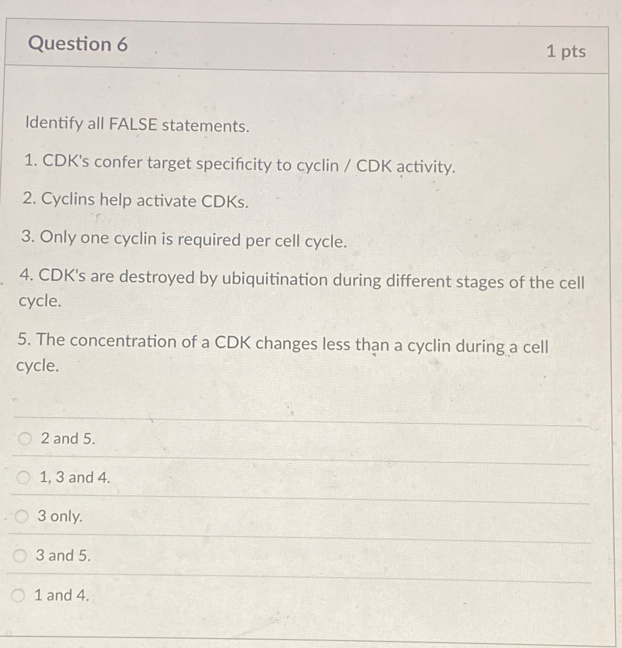 Solved Question 61 ﻿ptsIdentify all FALSE statements.CDK's | Chegg.com