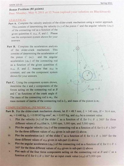 Solved Complete the velocity analysis of the slider-crank | Chegg.com