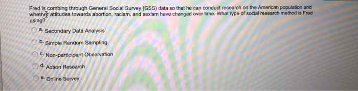 Solved Fred is combing through General Social Survey (GSS) | Chegg.com