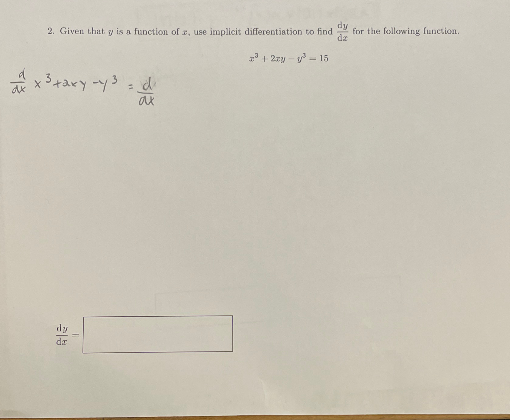 Solved Given that y ﻿is a function of x, ﻿use implicit | Chegg.com