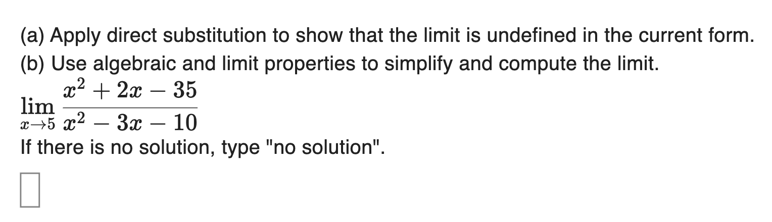 Solved (a) ﻿Apply direct substitution to show that the limit | Chegg.com