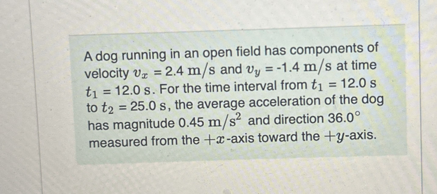 Solved A dog running in an open field has components of | Chegg.com