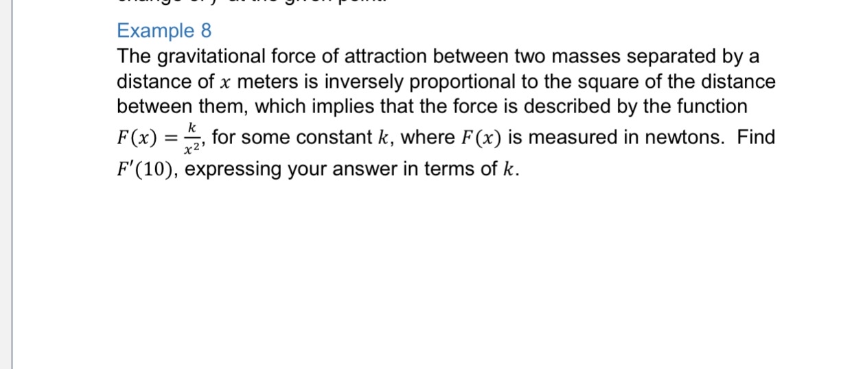 Solved Example 8The gravitational force of attraction | Chegg.com