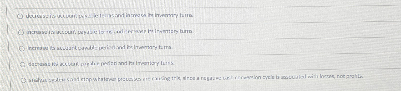 Solved decrease its account payable terms and increase its | Chegg.com