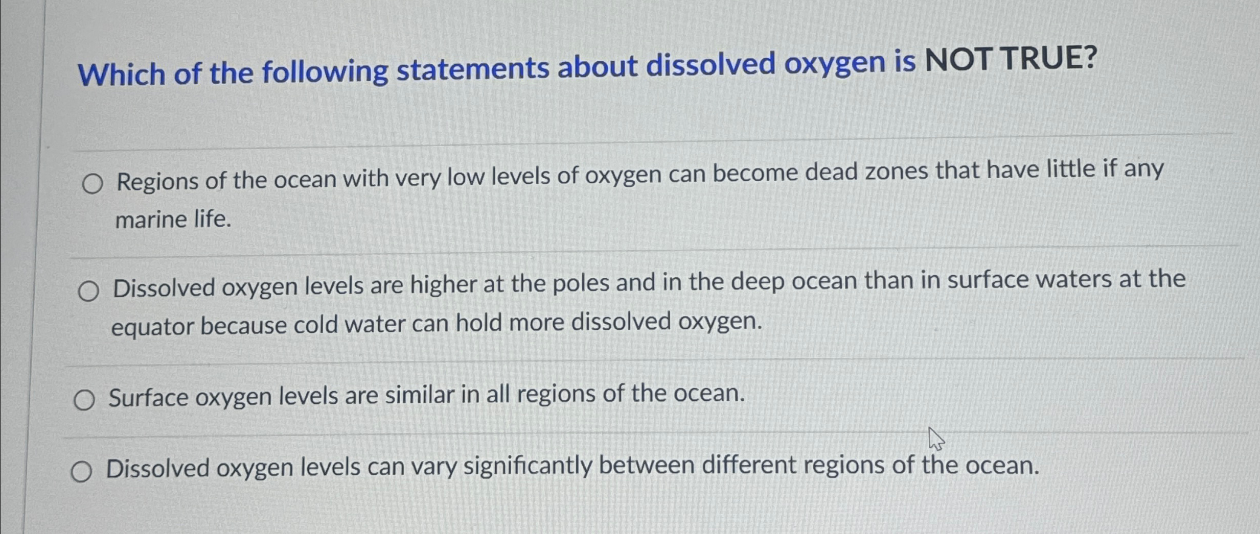Solved Which of the following statements about dissolved | Chegg.com
