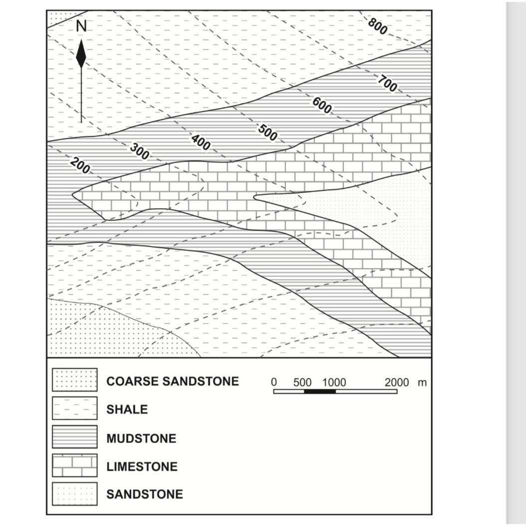 Solved What is geologic cross section from this geologic map | Chegg.com