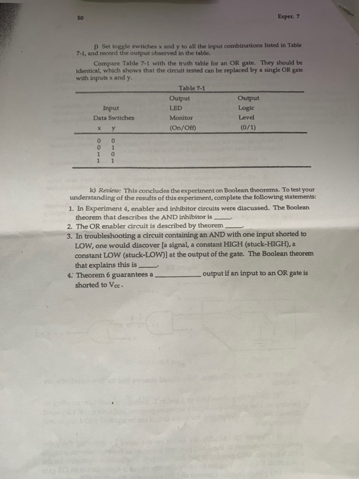 Solved Experiment 7 BOOLEAN THEOREMS OBJECTIVES 1. To verify | Chegg.com