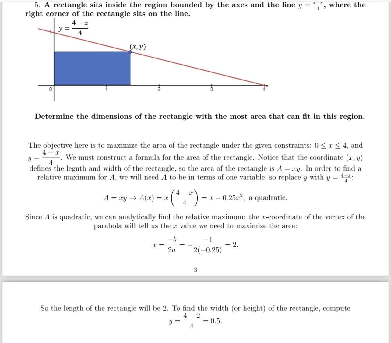 Solved A rectangle sits inside the region bounded by the | Chegg.com