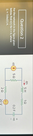 Question 2For the network in the figure given below, | Chegg.com