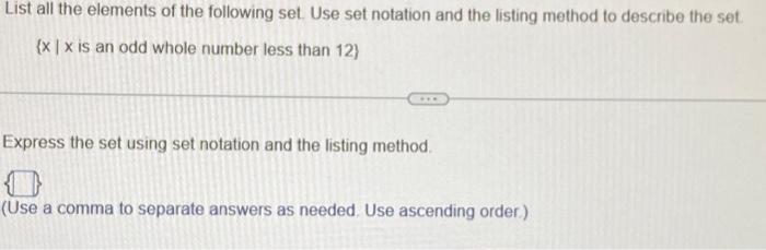 Solved List all the elements of the following set. Use set | Chegg.com